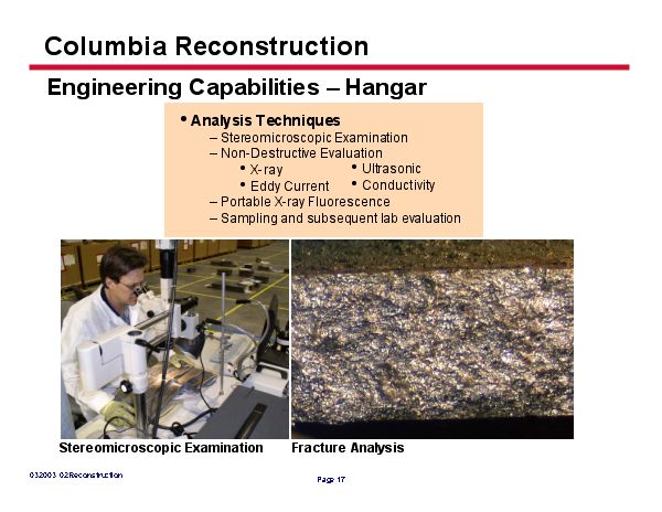 CAIB: Columbia Reconstruction - Steve Altemus NASA Reconstruction ...