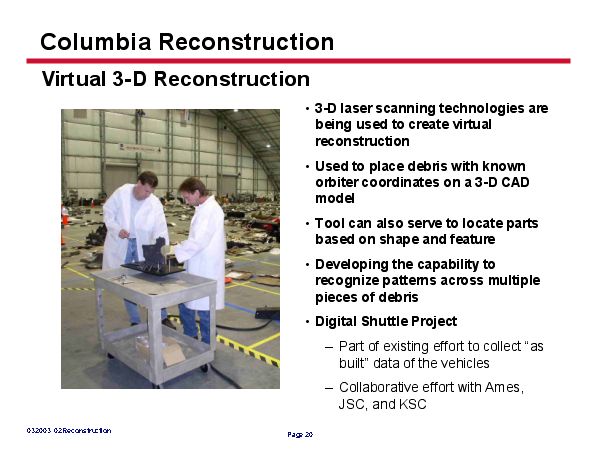 CAIB: Columbia Reconstruction - Steve Altemus NASA Reconstruction ...