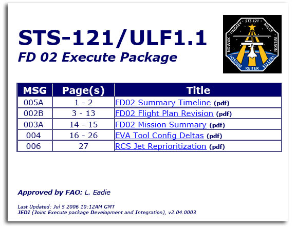 STS-121/ULF1.1 FD 02 Execute Package - SpaceRef