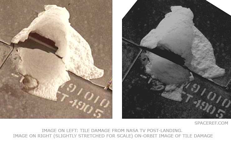 Orbital and Post-Landing Images of Tile Damage - NASA Watch