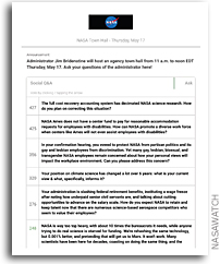 NASA Asks For Employee Questions For Bridenstine Town Hall - NASA Watch